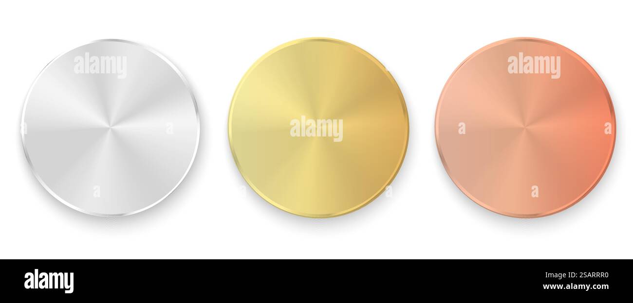 Medals logo collection. Set of shiny round awards in gold, silver and ...