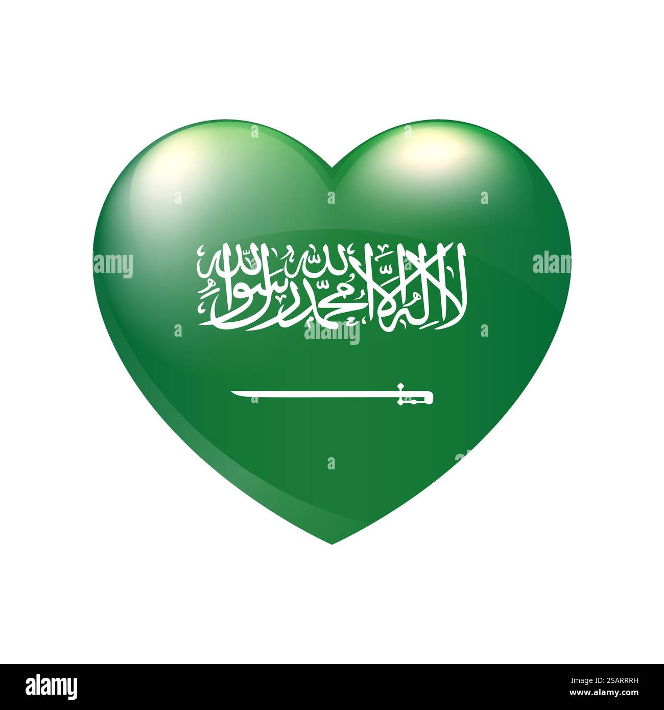 Saudi Arabia flag in heart. Vector emblem icon. Country love symbol ...