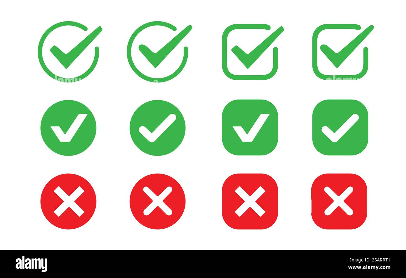 Check Mark Icon Set Vector Design. Stock illustration in simple flat style Stock Vector Image ...