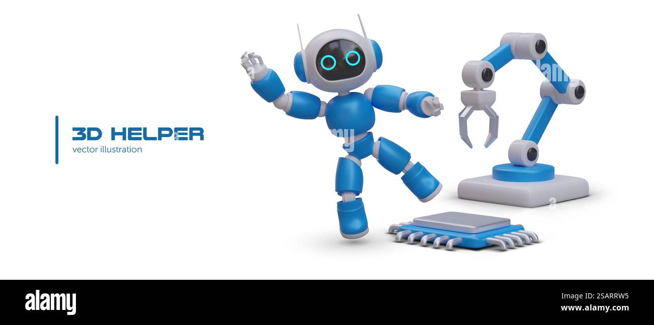 3d realistic robot. Mechanical hand. Industrial robot manipulator ...