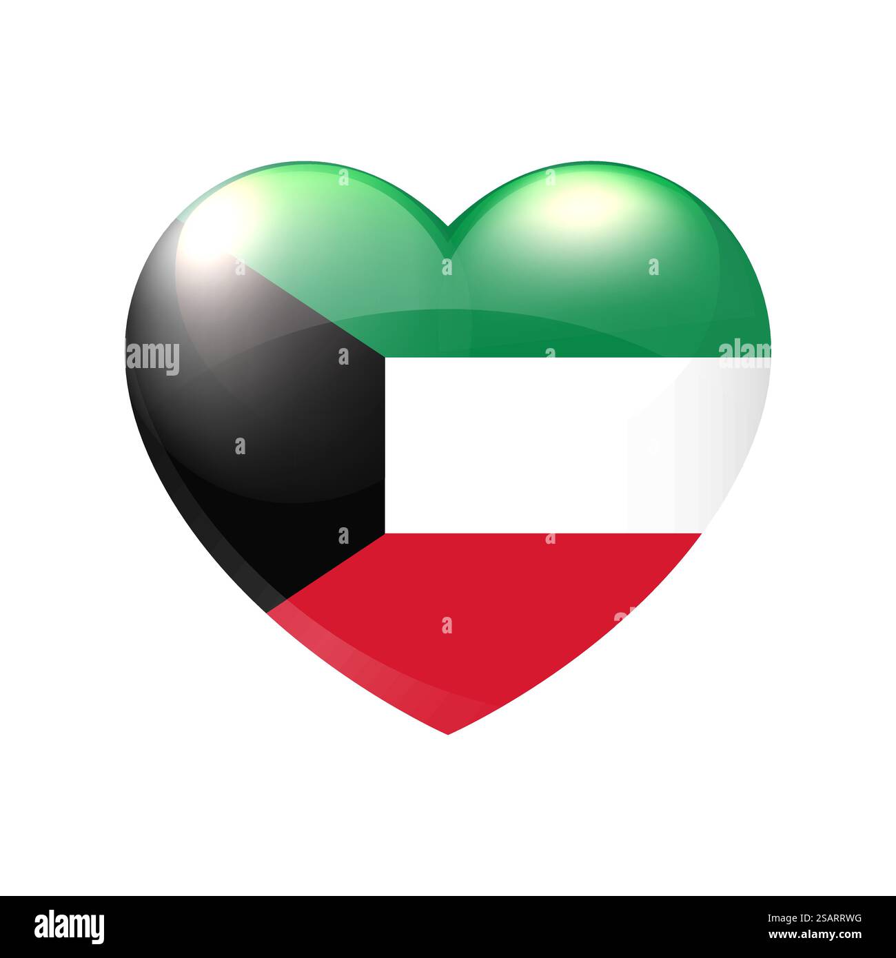 Kuwait flag in heart. Love symbol. Vector country icon isolated eps10 ...