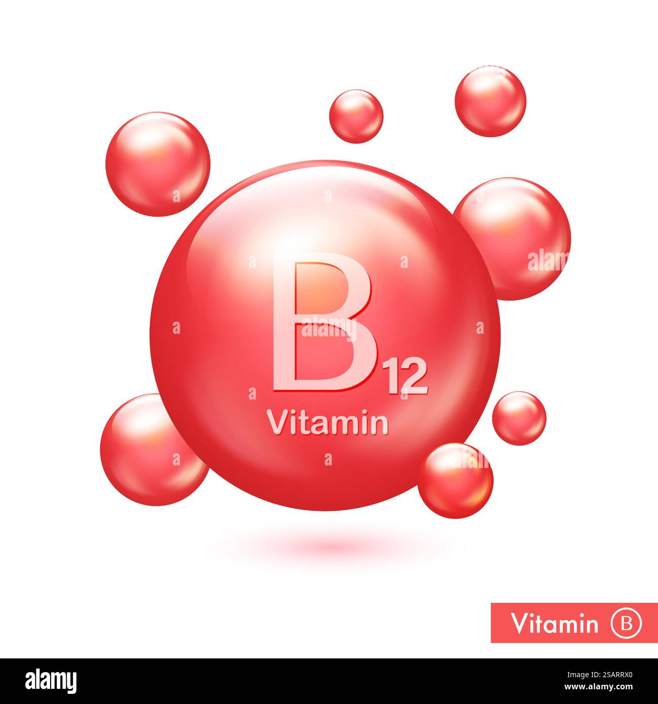 Vitamin B12 icon. Cobalamin vitamin drop pill capsule. Shining essence ...