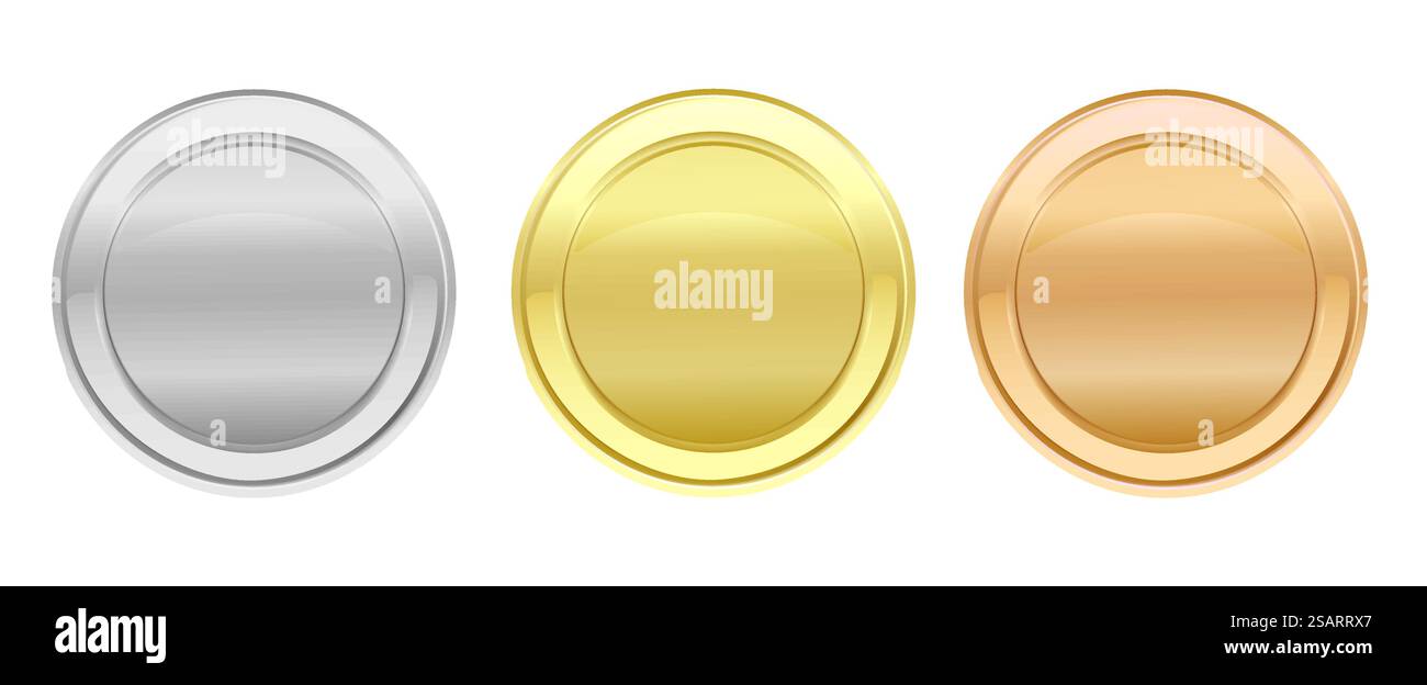 Medals logo collection. Set of shiny round awards or coins in gold ...