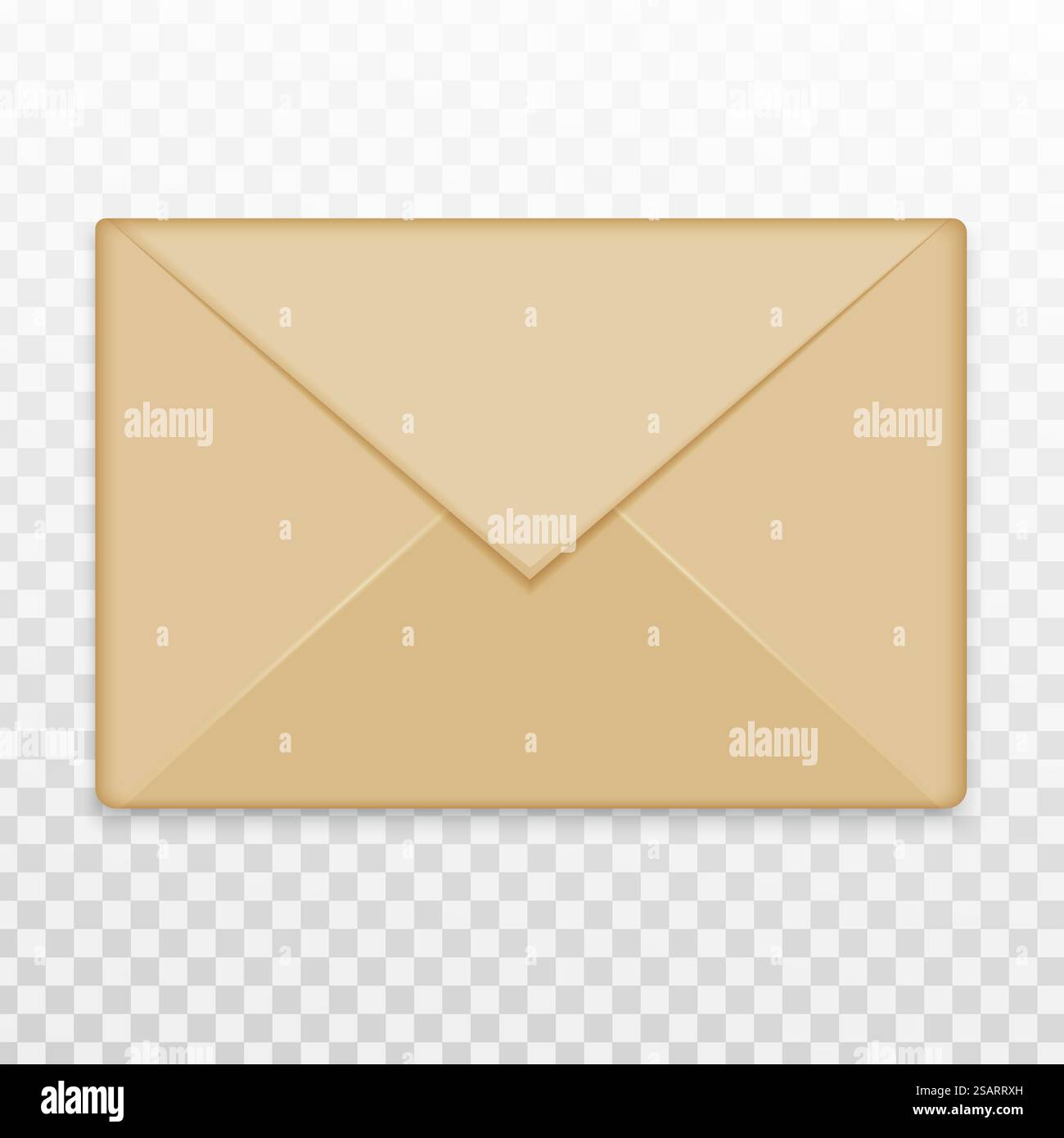 Realistic blank closed envelope front view from brown old paper. Vector ...