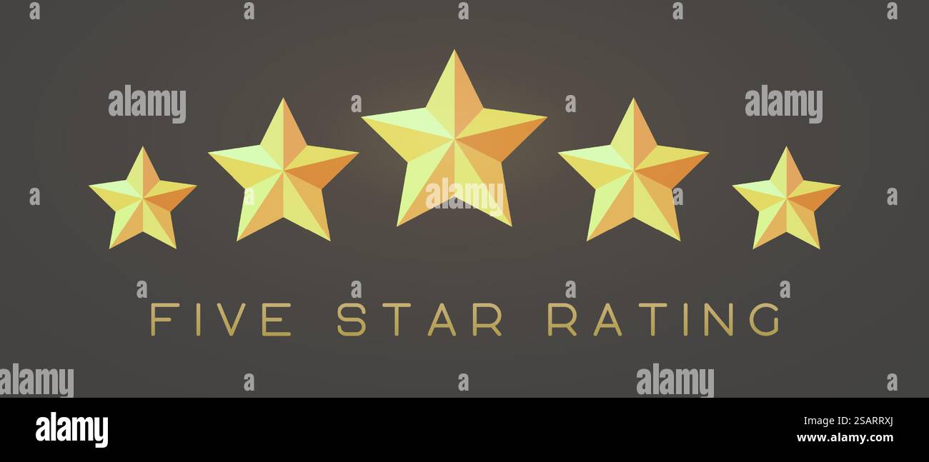 Five star rating logo. Customer rating review flat icon on black background. Vector illustration ...