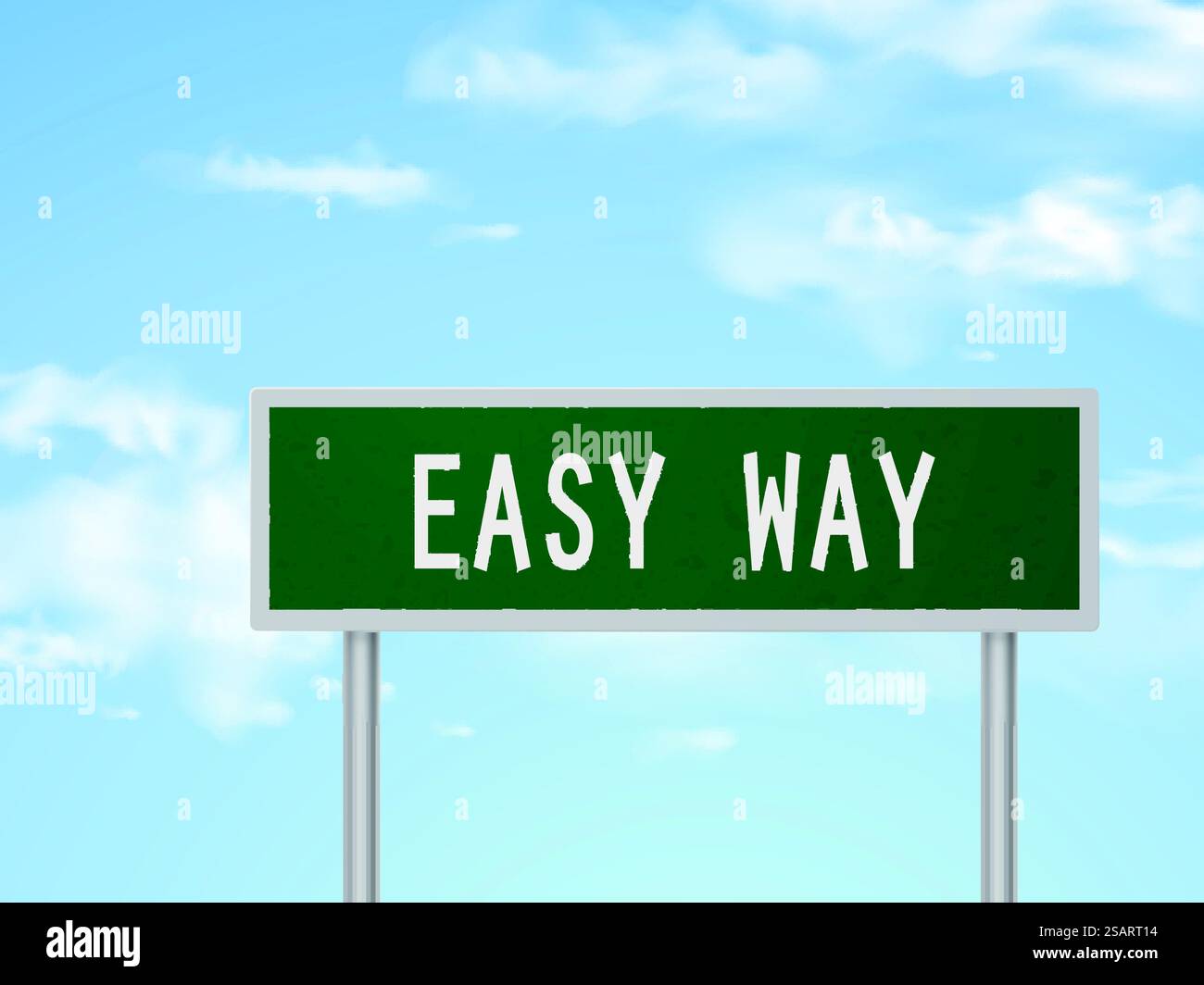 3d illustration easy way road sign isolated on blue sky. 3d ...