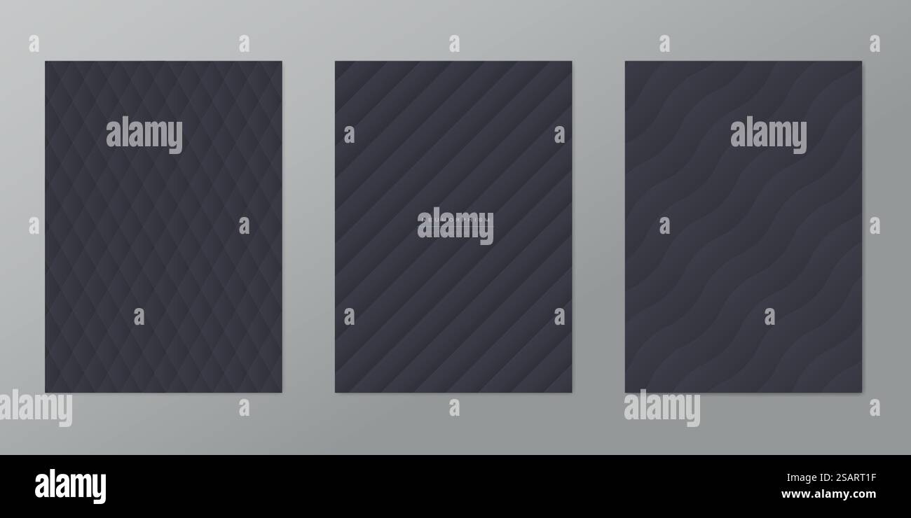 Vector abstract black background set with striped textured pattern ...