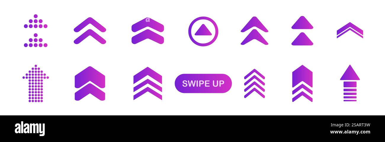 Swipe up button set for social media. Scroll up arrows. Buttons and web ...