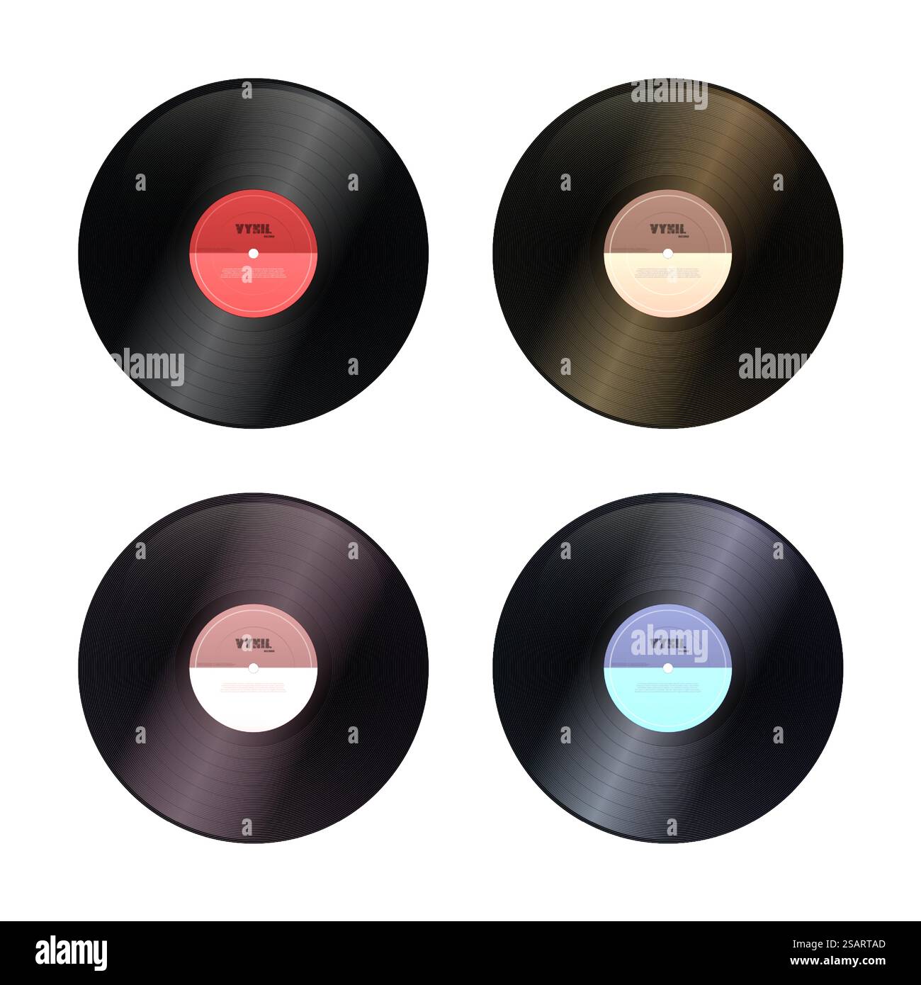 Gramophone vinyl LP records with labels. Black musical long play album ...