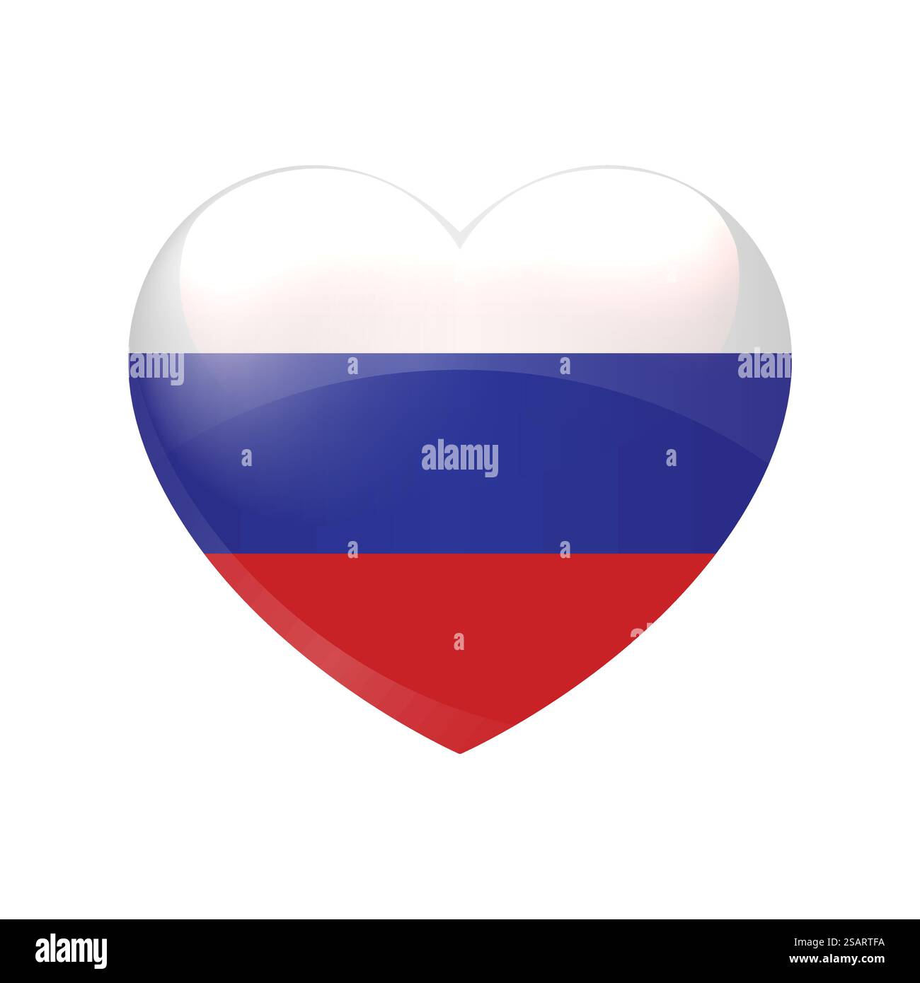 Vector Russian Flag Heart icon. Russia glossy emblem. Country love symbol. Isolated illustration ...