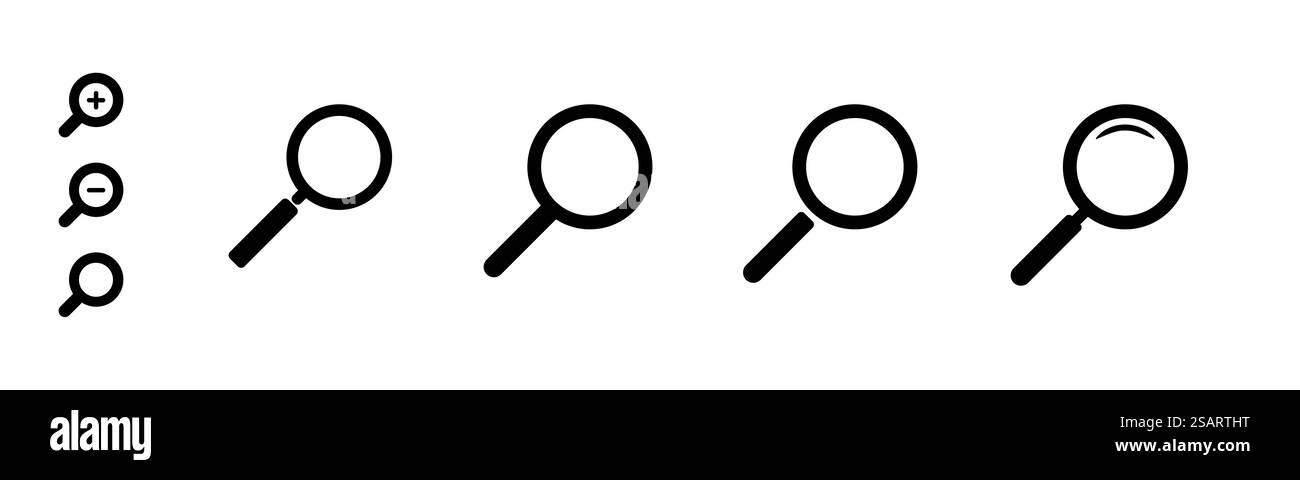 Magnifying Glass Icon Set. Collection of simple magnifying glass Vector ...