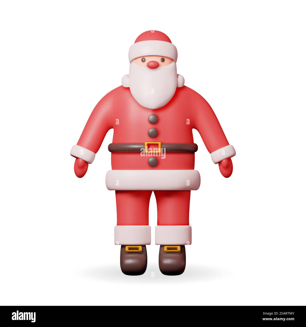 3D Santa Claus Character in Red Clothes Isolated. Render Standing ...