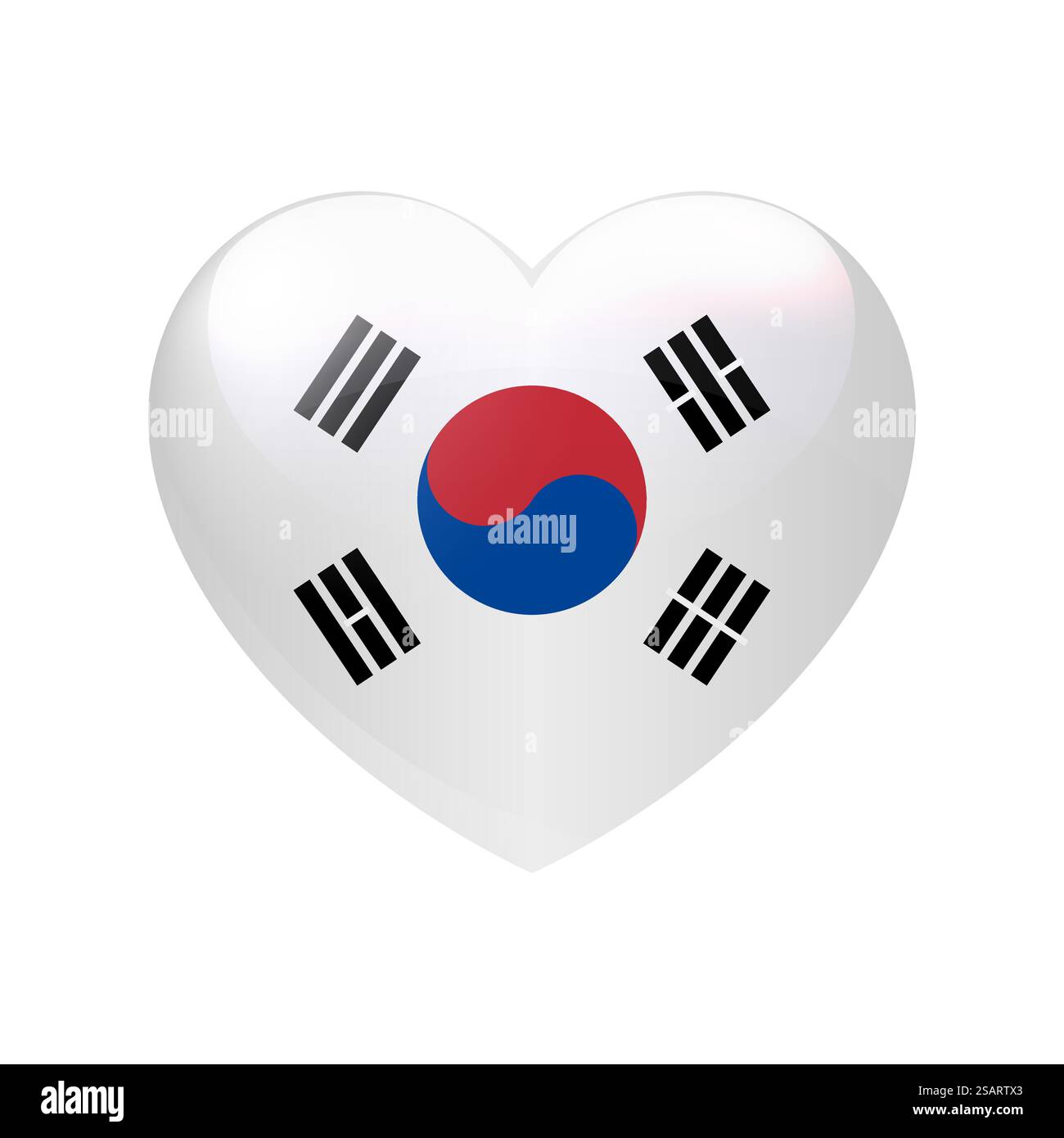 Love South Korea symbol. Heart flag icon. Vector emblem illustration ...