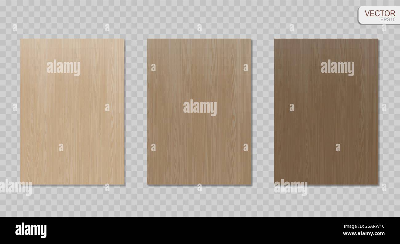 Vector wood texture background set. Beige and brown realistic wooden ...