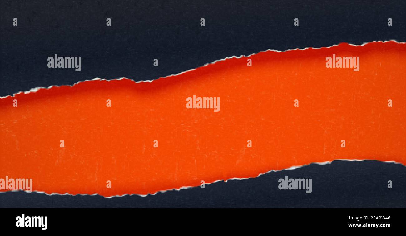 Ripped black paper revealing orange paper underneath. Banner background with text copyspace ...