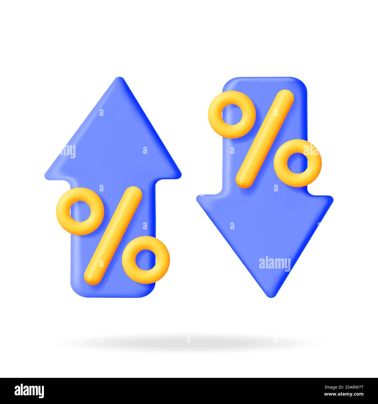 3d Arrow Up and Down with Percentage Symbol Isolated. Render Growth or ...
