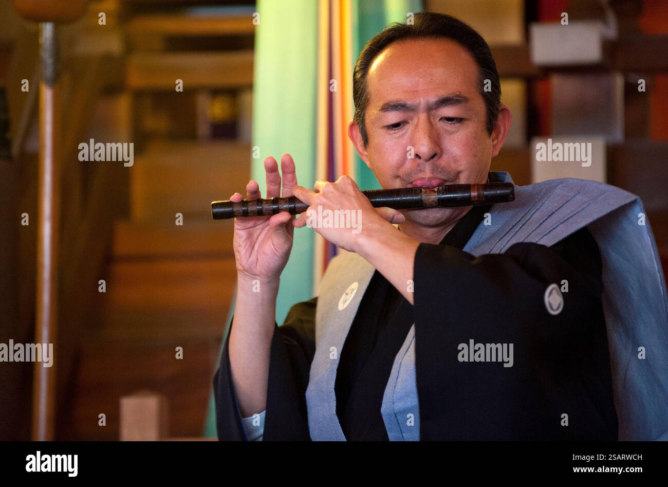 Japanese Noh play combines traditional dance-drama, acting and music to ...