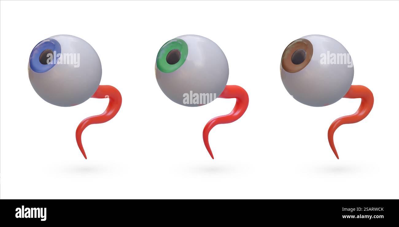 Set of 3d eyeballs with colorful pupils. Eyes diagnostic in privet ...