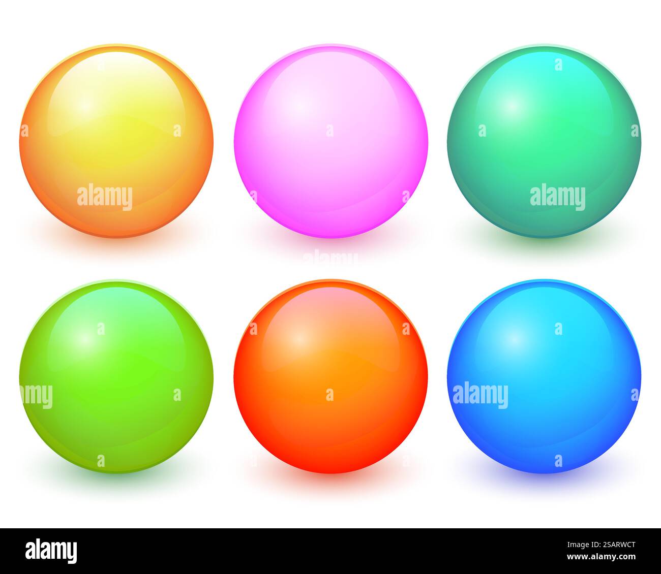 Collection of colorful balls with shadow. Glossy spheres set isolated ...