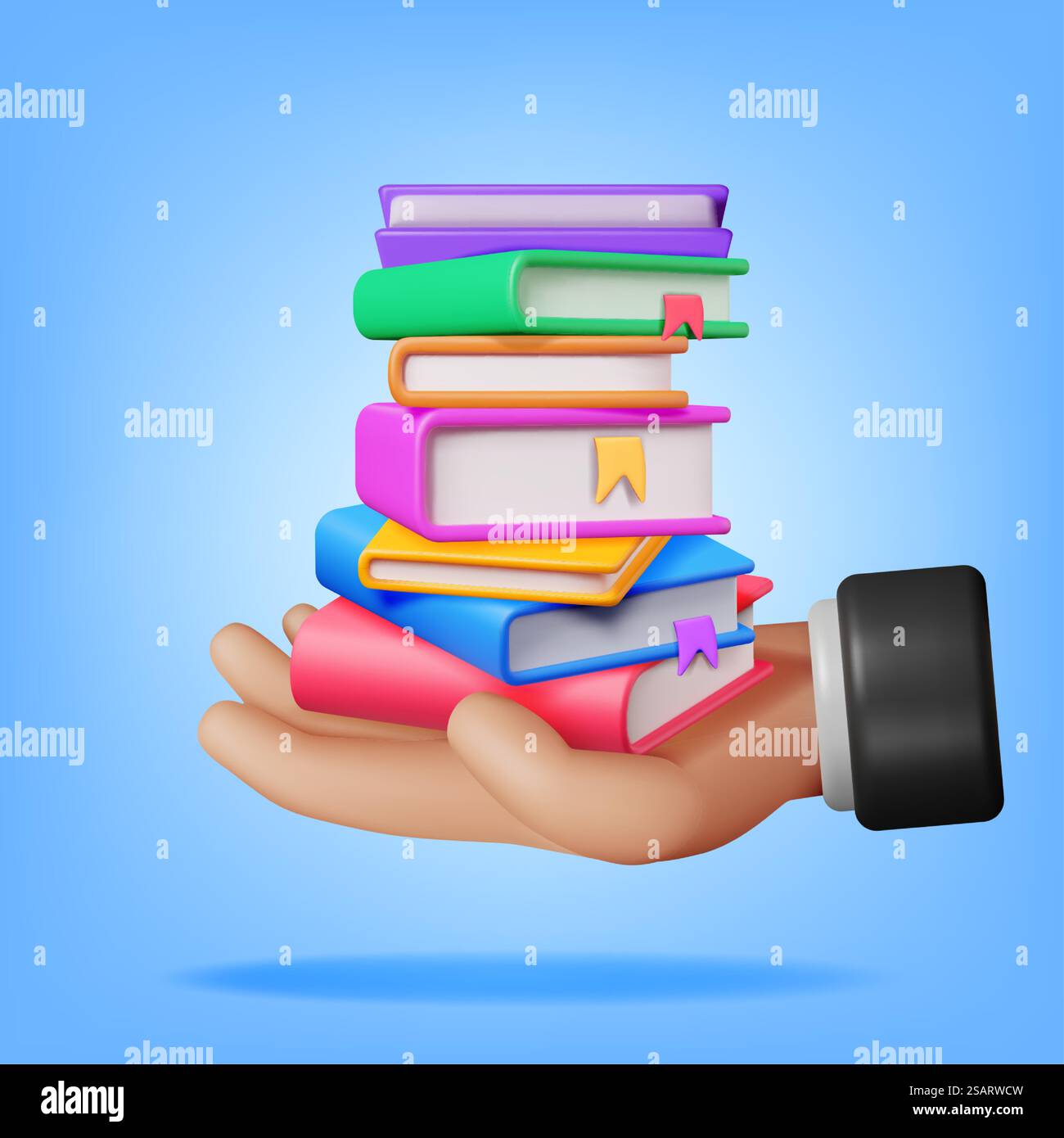 3D Stack of Closed Books in Hand Isolated. Render Pile of Books Icon ...