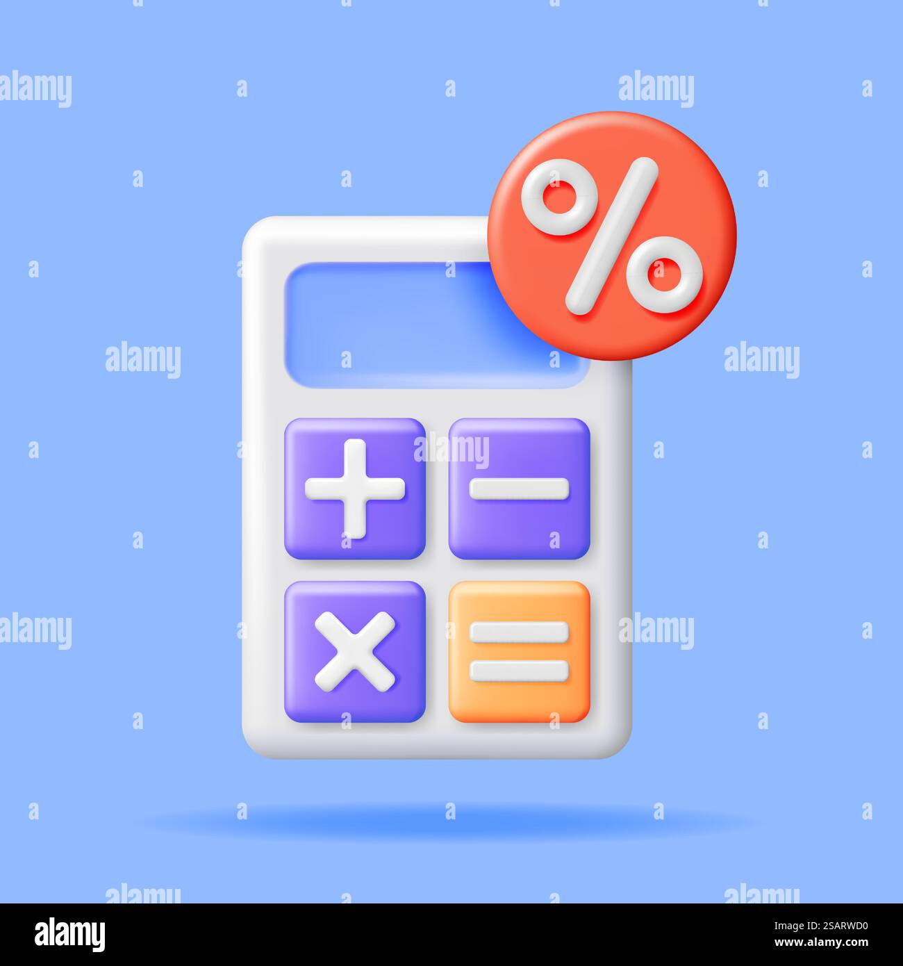 3d modern calculator with percentage sign mathematics icon addition hi ...