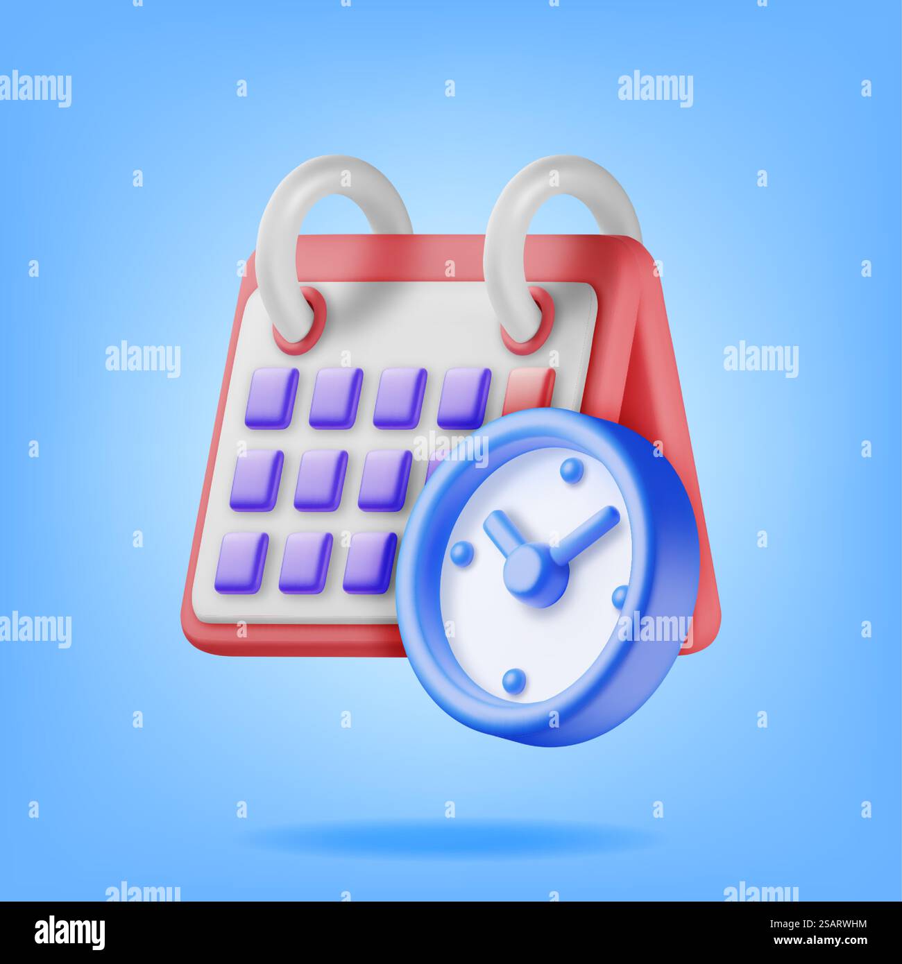 3D Paper Spiral Wall Calendar and Clocks Isolated. Render Calendar and ...