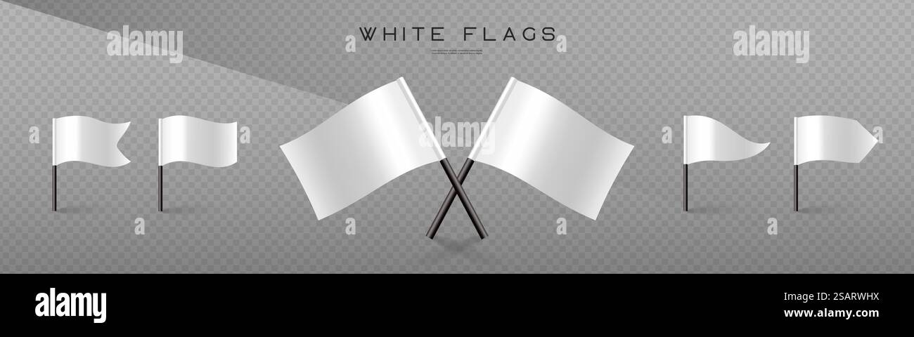 White flag vector set. Map marks for gps point. Racing flags collection ...