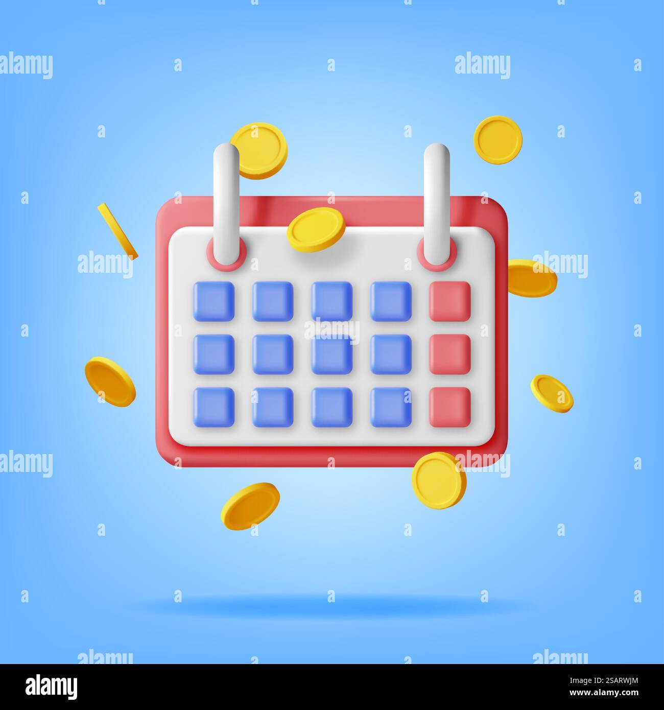 Calendar and golden coins isolated render time is hi-res stock ...