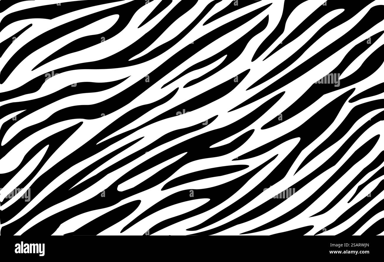 Zebra skin pattern vector background. Animal striped fur texture for ...