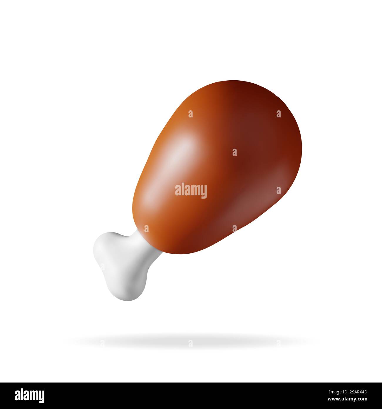 3D Fried Fresh Chicken Leg Isolated on White. Render Baked BBQ or ...