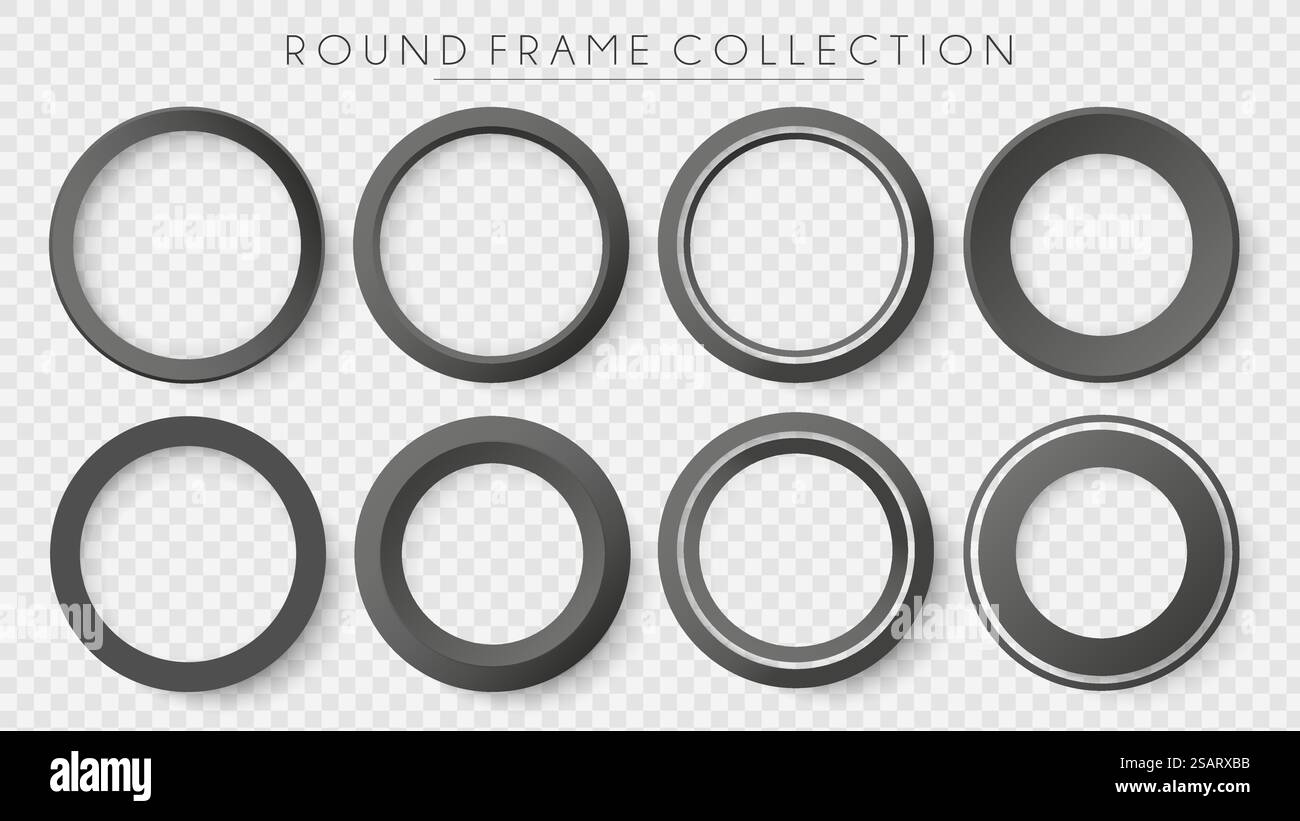 Black round frame vector set. Blank isolated circles for logo, label ...