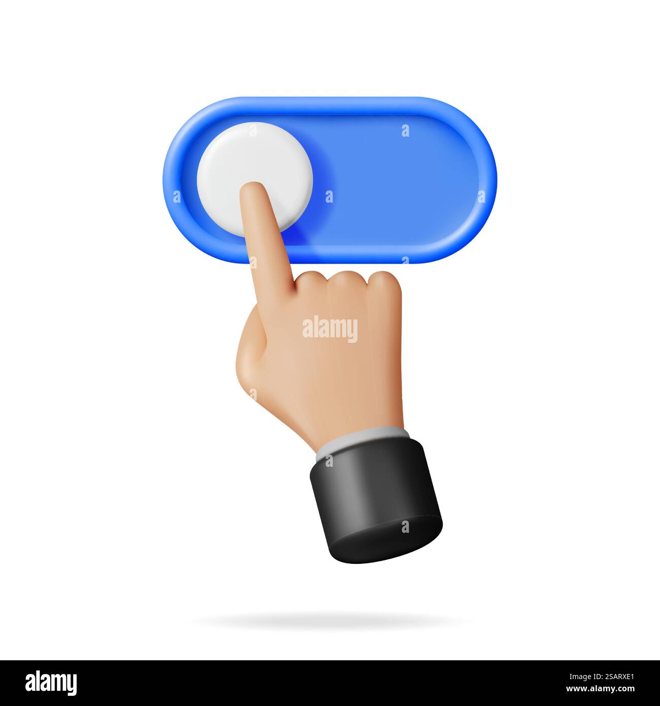 3D Hand and Switch Button Isolated on White. Render Hyman hand Index ...