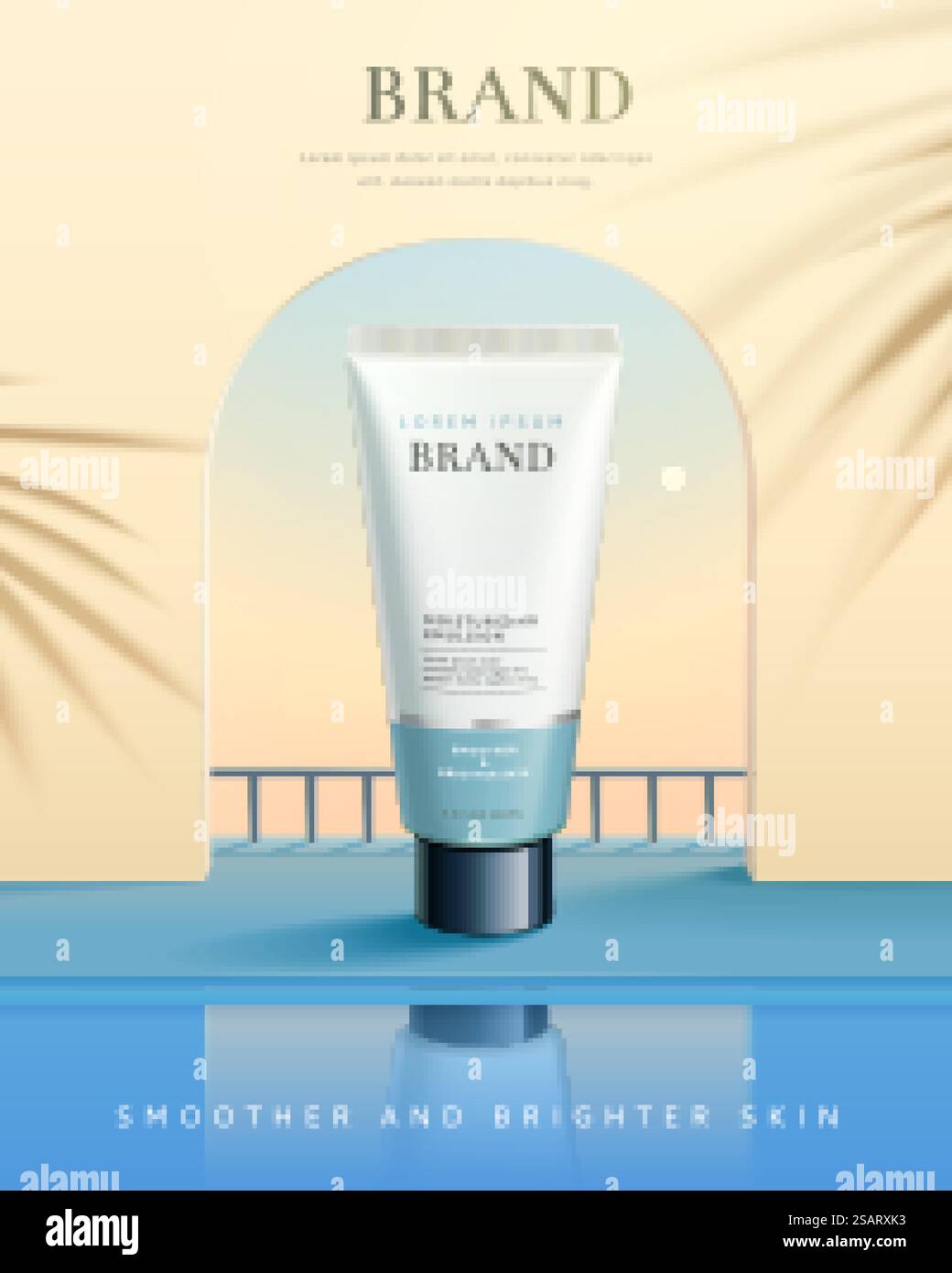 3d illustration of beauty product ad, background design of dusk view ...