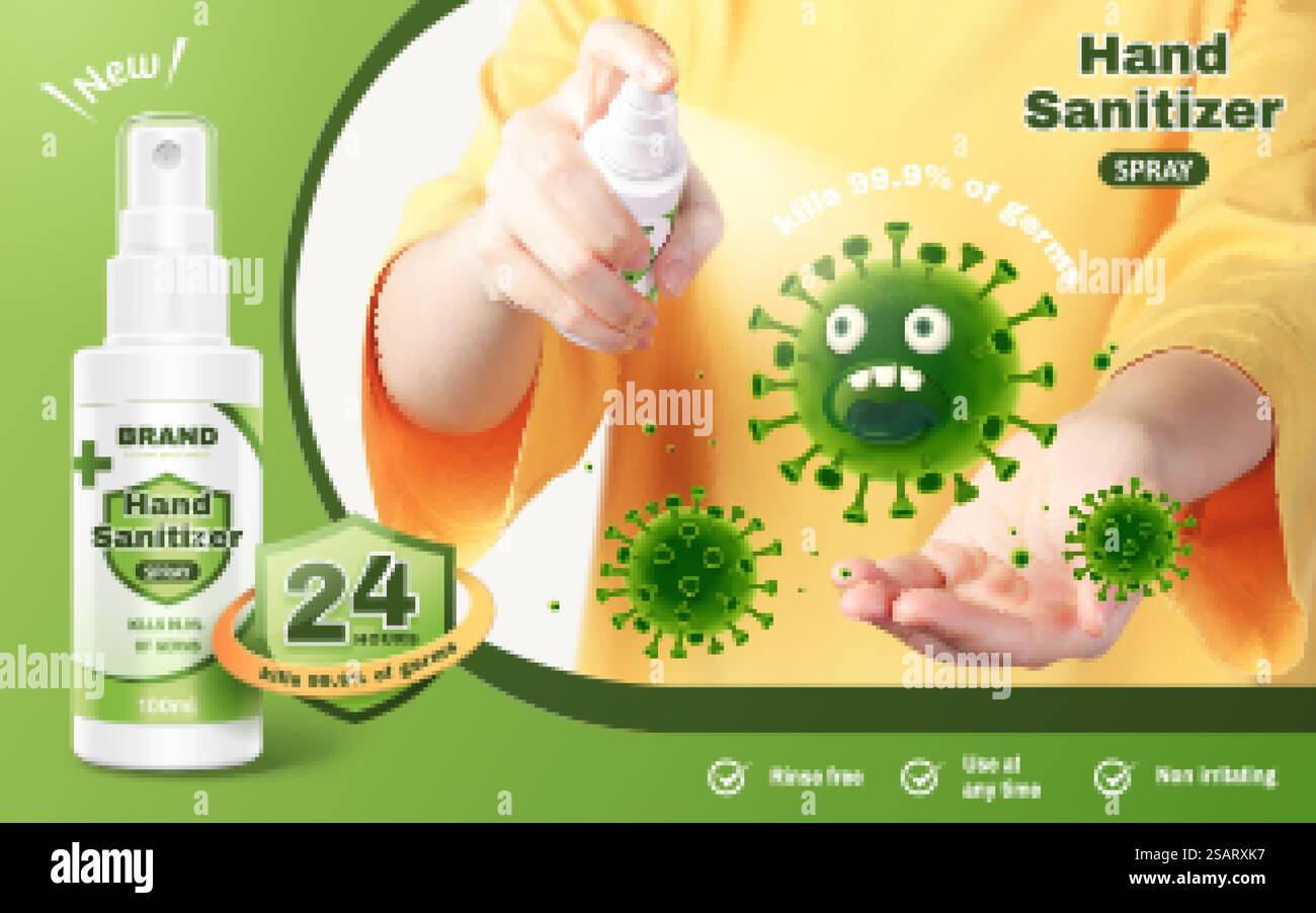 Protection hands spray sanitizer Stock Vector Images - Alamy