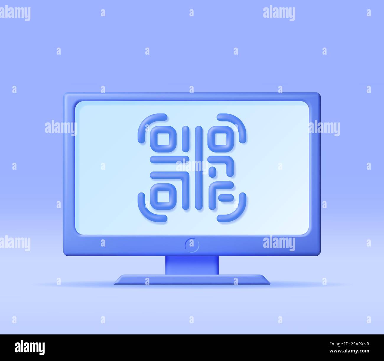 3d QR Code Icon on Computer. Render Modern QR Code Symbol. Concept of ...