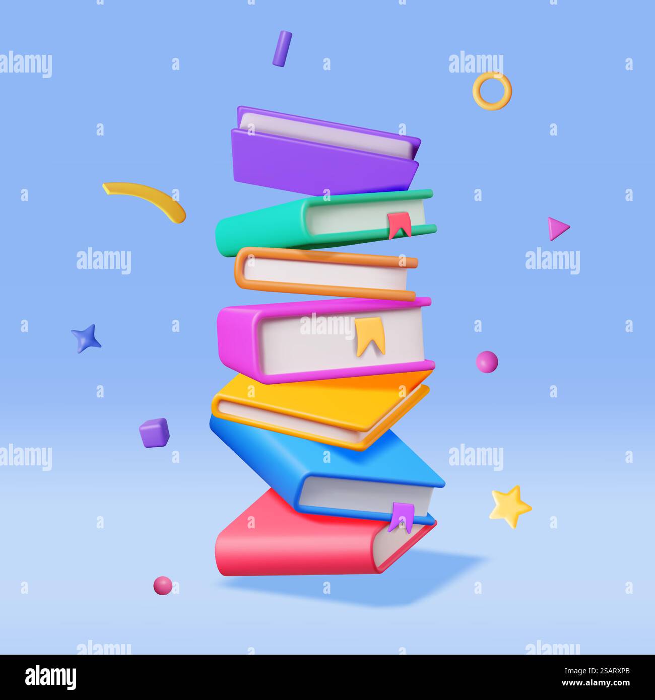 3D Stack of Falling Closed Books Isolated. Render Pile of Books Icon ...
