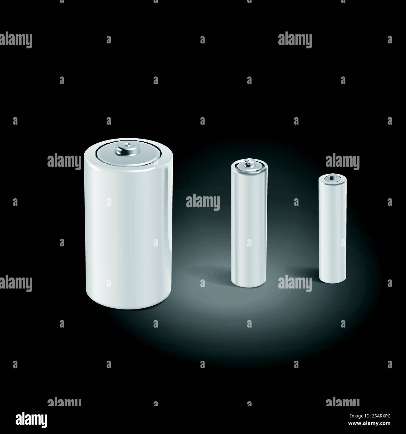 blank batteries template isolated on black background. 3D illustration ...