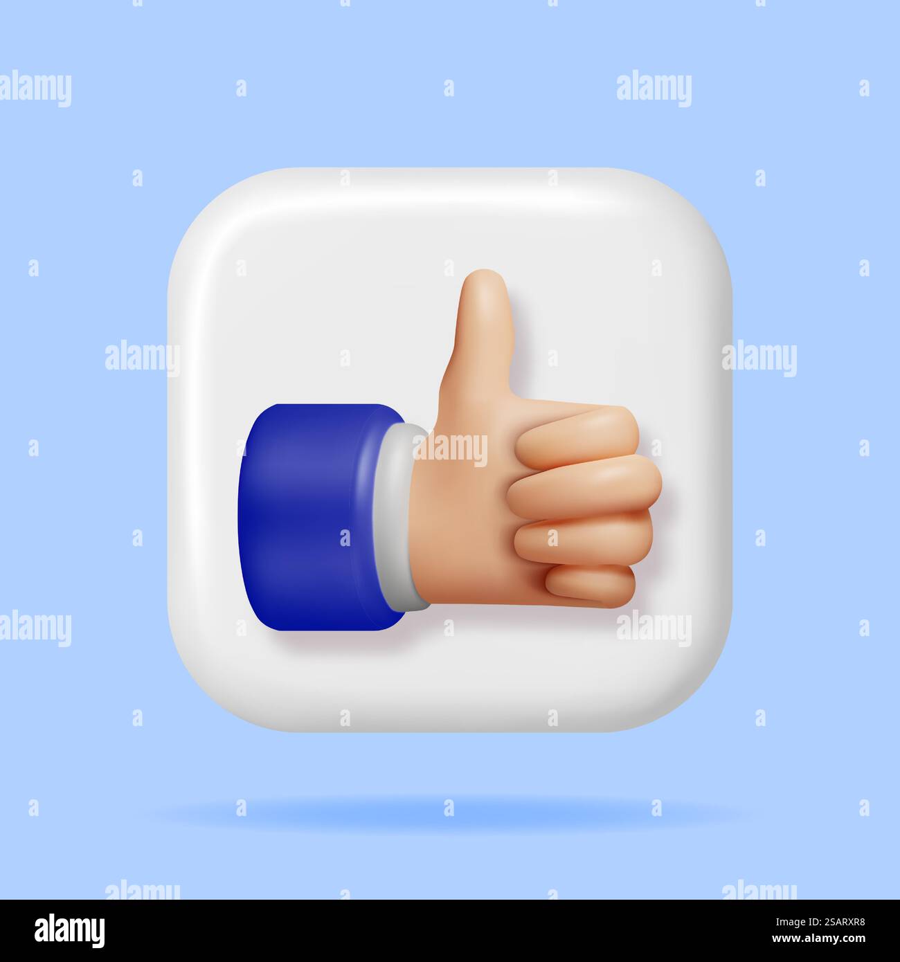 3D Thumbs Up Hand Gesture Button Isolated. Render Like Hand Symbol ...