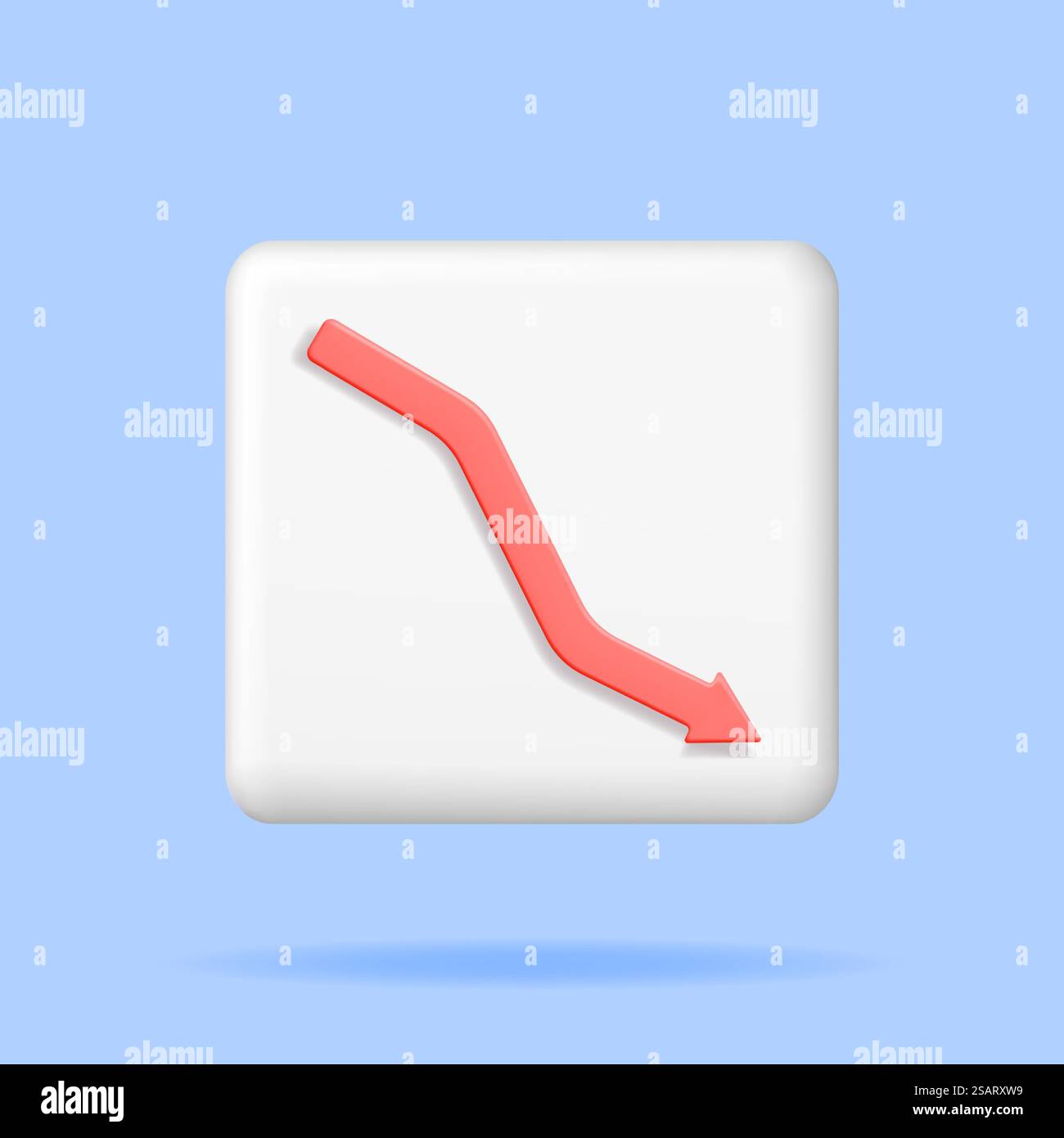 3D Red Arrow Going Down Isolated. Render Arrow Moving Down. Downtrend ...