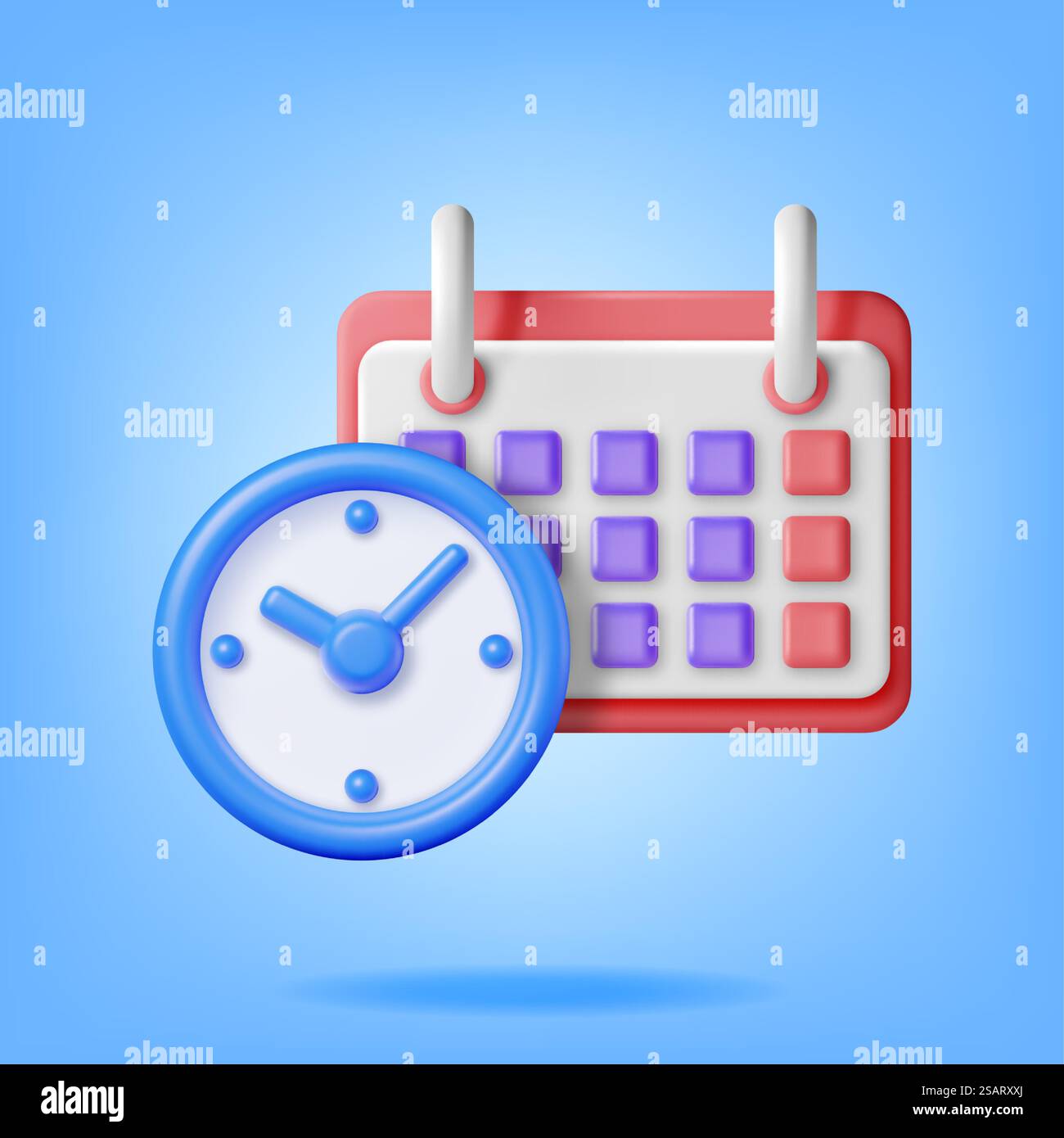 3D Paper Spiral Wall Calendar and Clocks Isolated. Render Calendar and ...
