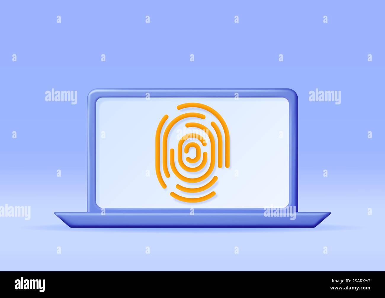3D Fingerprint on Computer Isolated. Render Finger Print and Laptop. Identification and ...