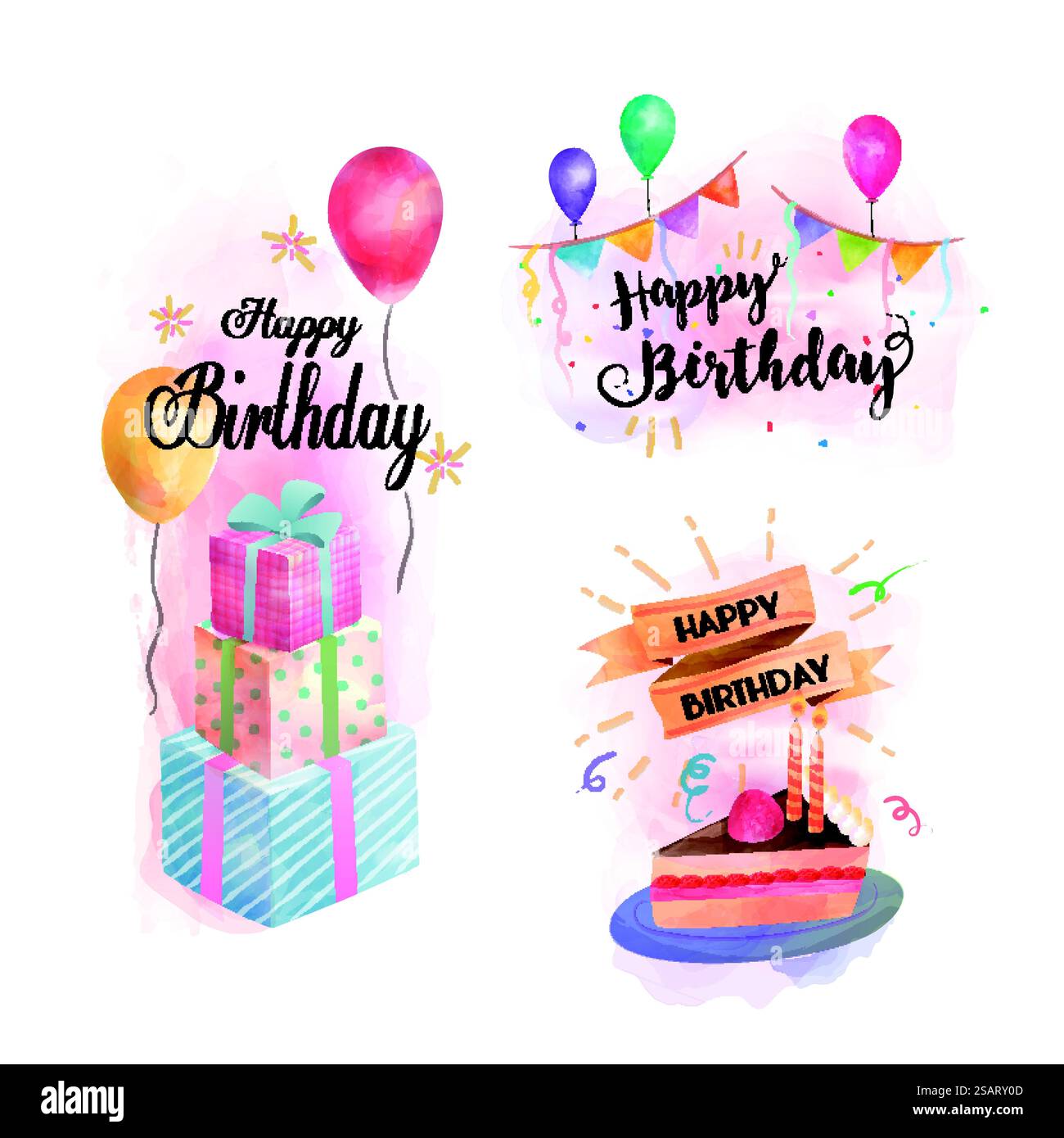 Watercolor gift Stock Vector Images - Alamy