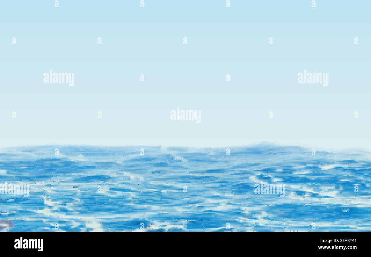 Calm surface of seascape with clear blue sky. 3d illustration.. Calm ...