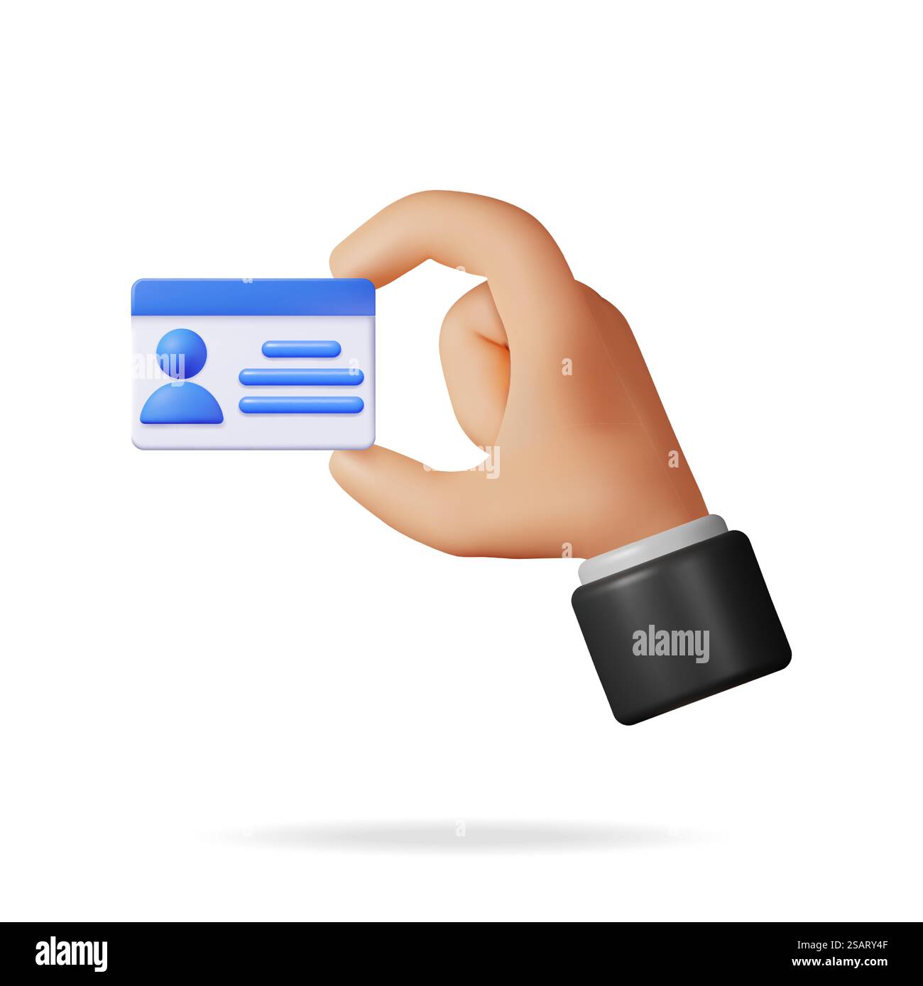 3D ID Card, Driver License or Plastic Card in Hand Isolated. Render ...