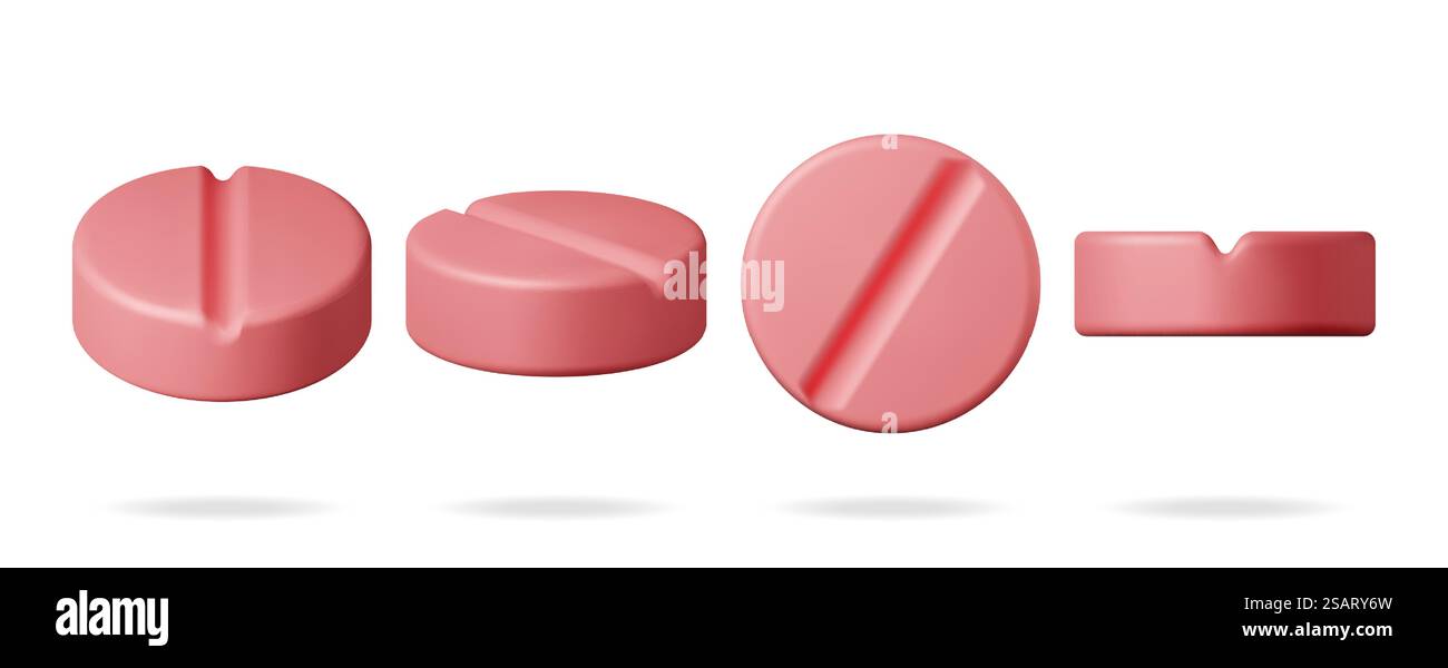 3D Classic Pills from Different Angles Collection Isolated. Render ...