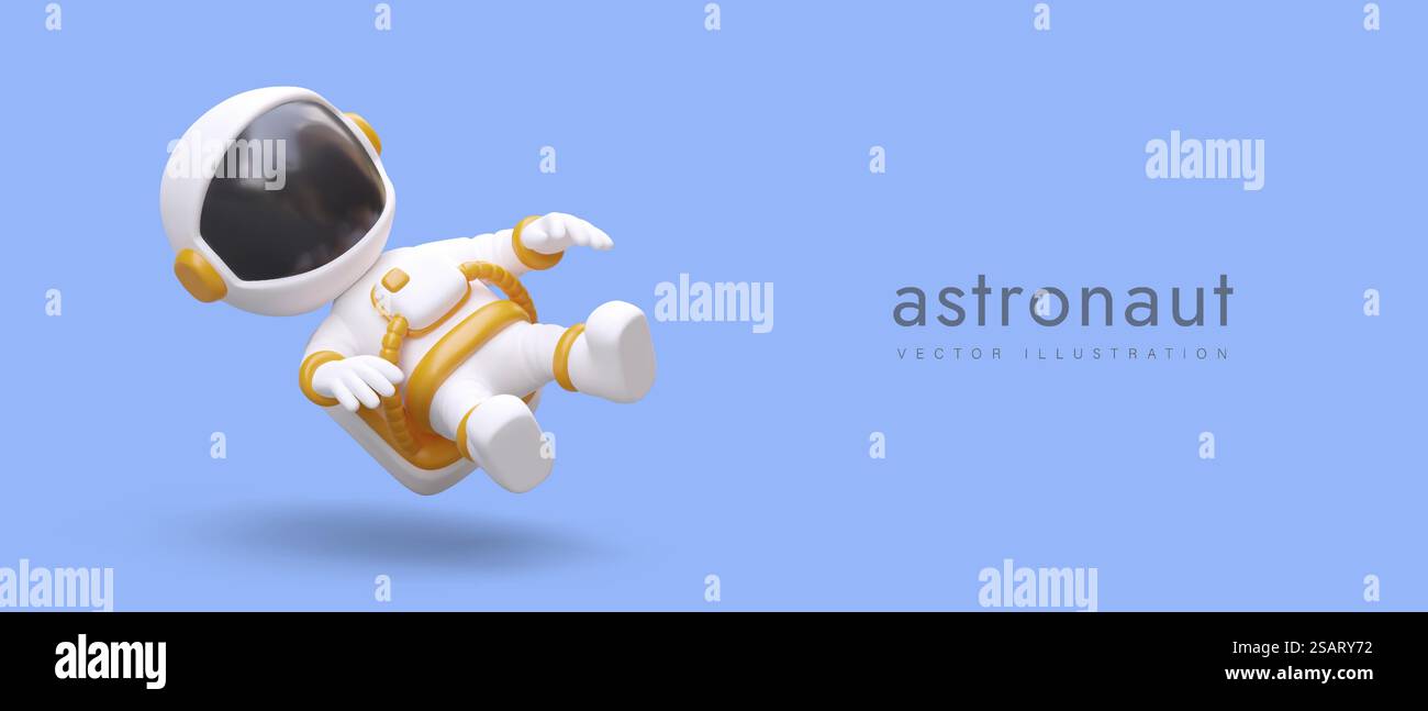 3D astronaut in zero gravity. Floating character in spacesuit ...