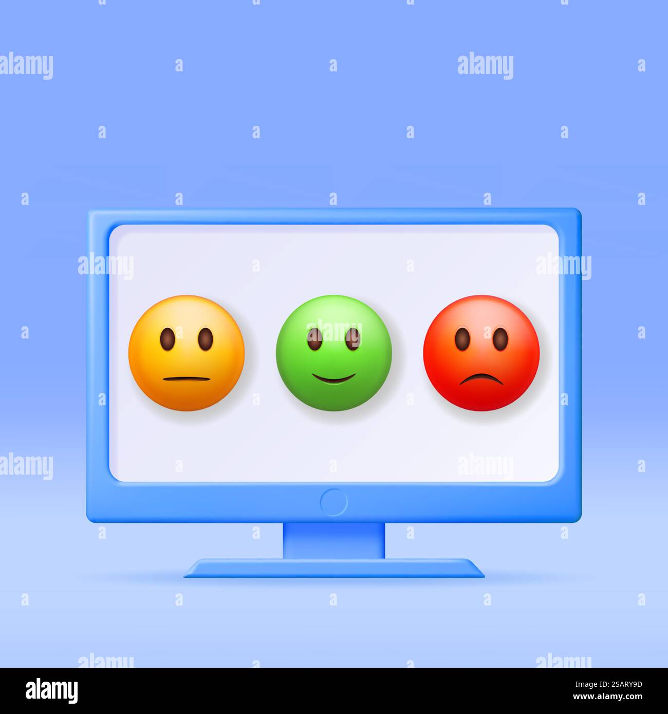 3D Customer Rating Smile Emoticons Checklist in Computer Isolated ...