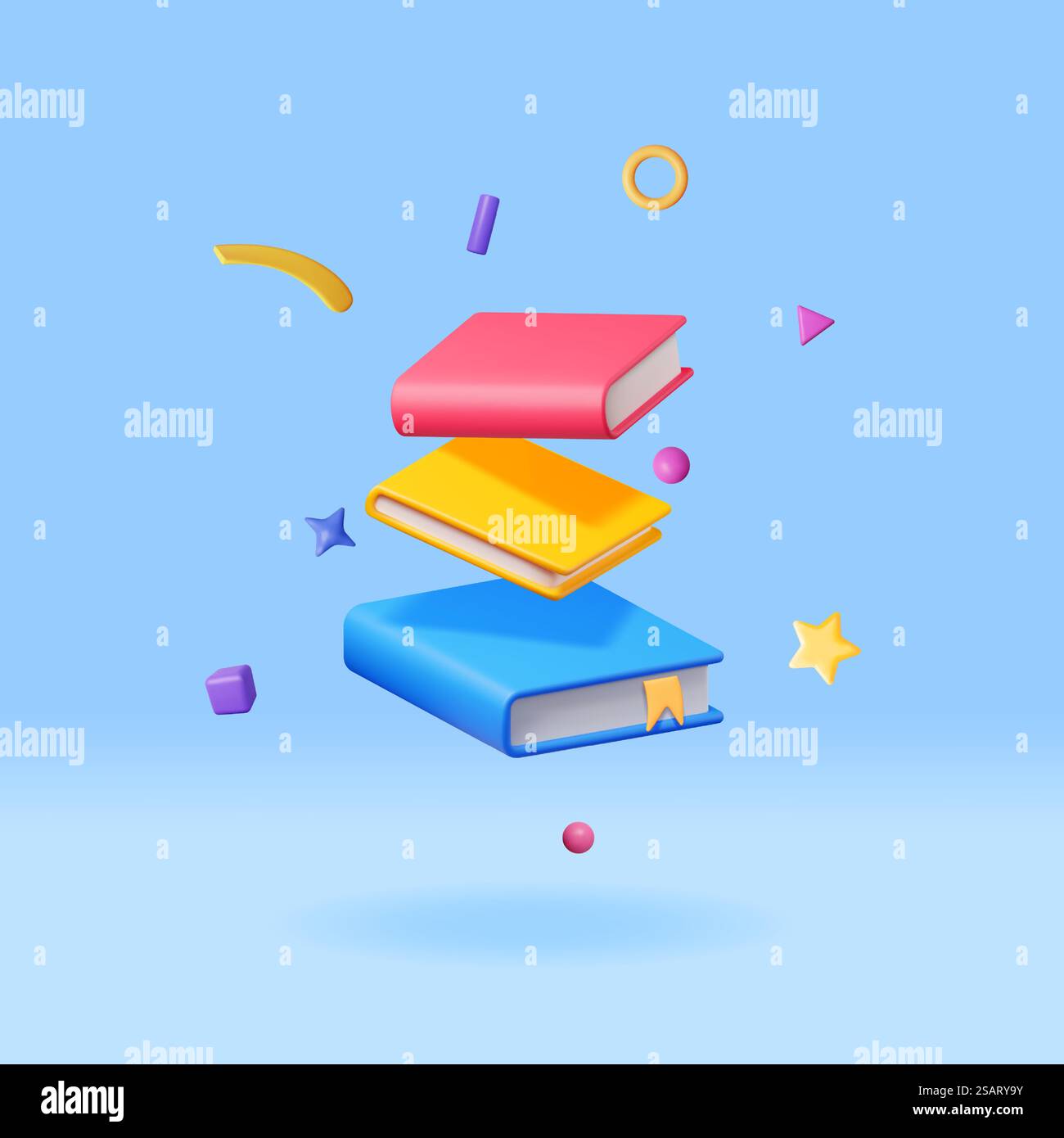 3D Stack of Falling Closed Books Isolated. Render Pile of Books Icon ...