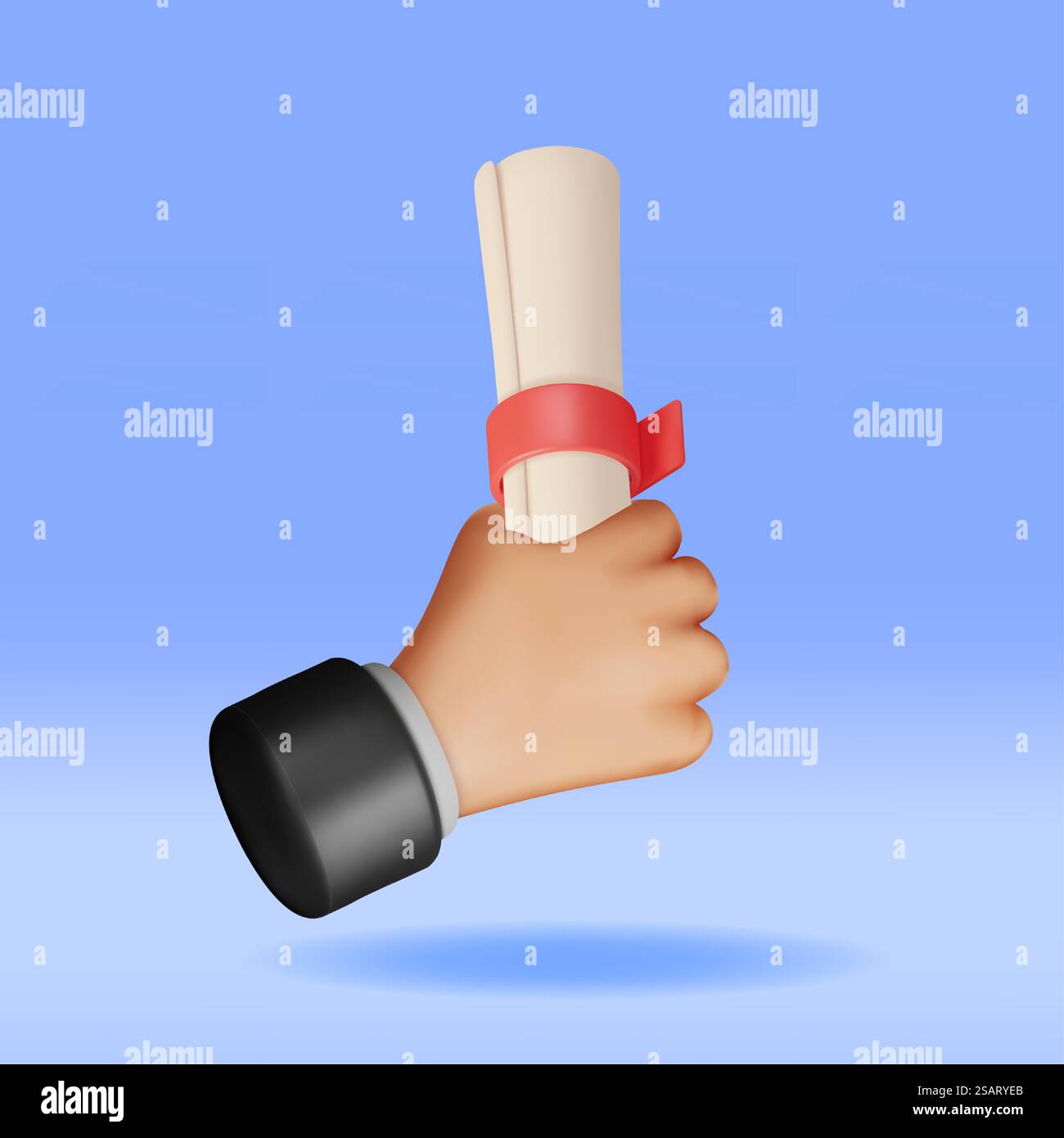 3D Diploma Paper Scroll in Hand. Render University Graduation Document ...