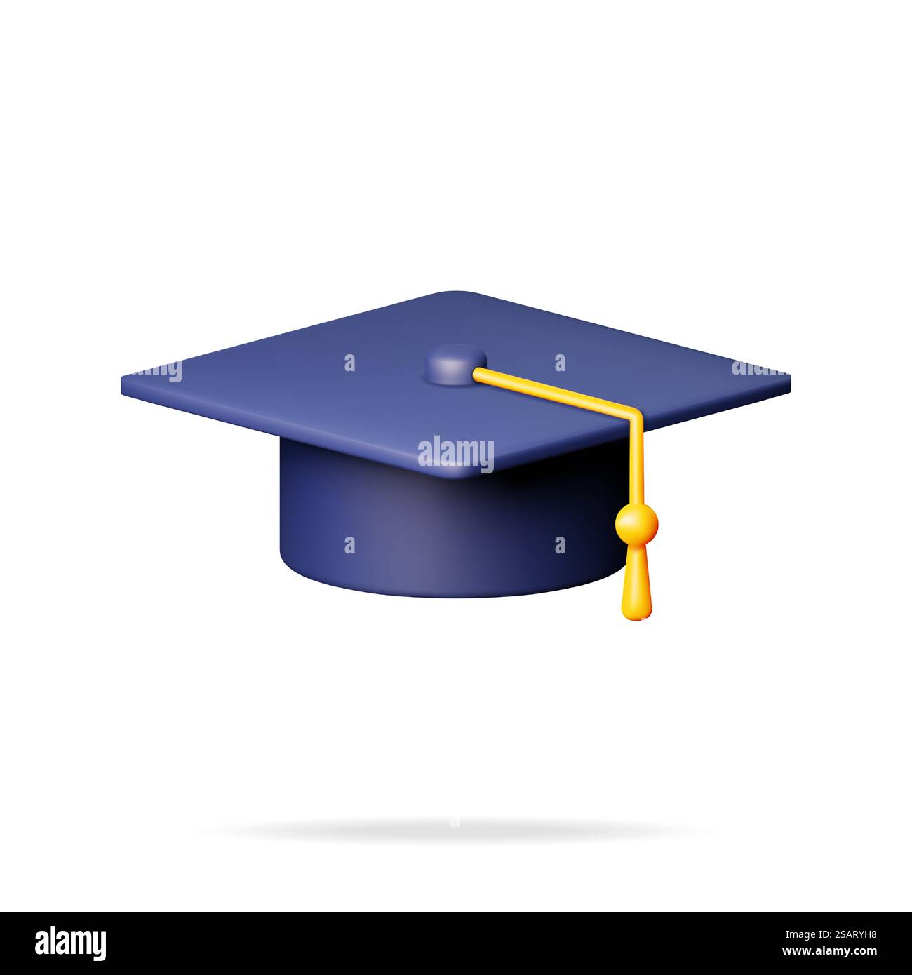 3D Graduation Cap Isolated on White. Render Graduation Hat. Mortar ...
